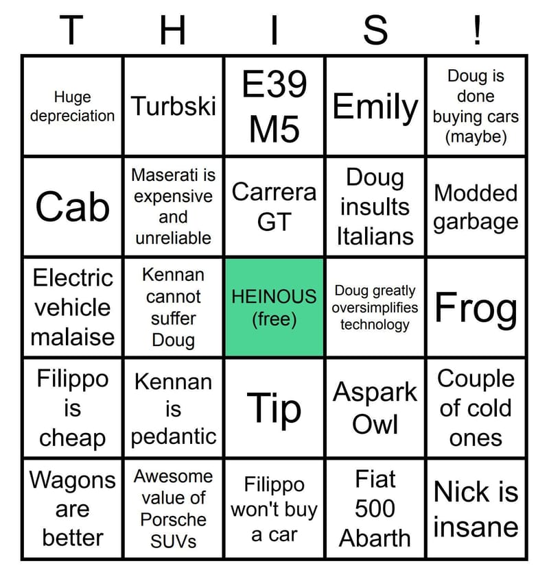 THIS! Car Pod Bingo in the This Car Pod Community